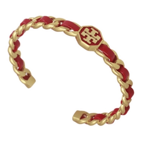 Tory Burch | Jewelry | Tory Burch Red Marion Woven Chain Cuff Bracelet ...